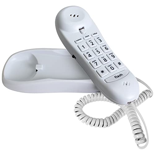 Slimline White Colored Phone for Wall Or Desk with Memory