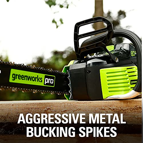 Greenworks 80V 18" Brushless Cordless Chainsaw (Great For Tree Felling, Limbing, Pruning, and Firewood) / 75+ Compatible Tools), 2.0Ah Battery and Rapid Charger Included