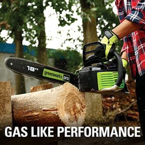 Greenworks 80V 18" Brushless Cordless Chainsaw (Great For Tree Felling, Limbing, Pruning, and Firewood) / 75+ Compatible Tools), 2.0Ah Battery and Rapid Charger Included