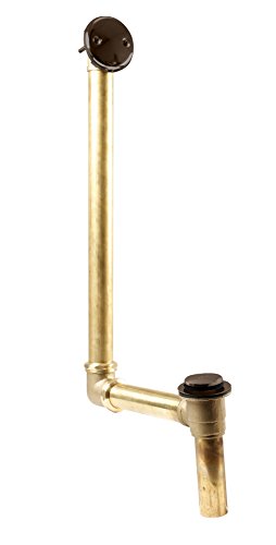 Westbrass 7931817-DC-12 18" Tip-Toe Drain Trim with 2-Hole Overflow Faceplate & Direct Connect Shoe Outlet, Oil Rubbed Bronze