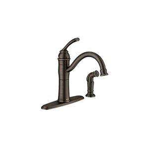 moen 87230brb high-arc kitchen faucet with side spray from the braemore collection, mediterranean bronze