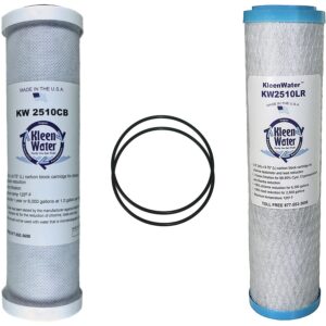 two kleenwater (usa) carbon filters compatible with ge fxsvc and gxsv10c, gxsl03c and gnsl05cbl smartwater dual stage water filtration systems, includes 2 o-rings