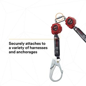 3M Protecta 3100414 Self Retracting Lifeline Rebel 6' (18M) Web Twin, Steel Rebar and Carabiner, Black/Red