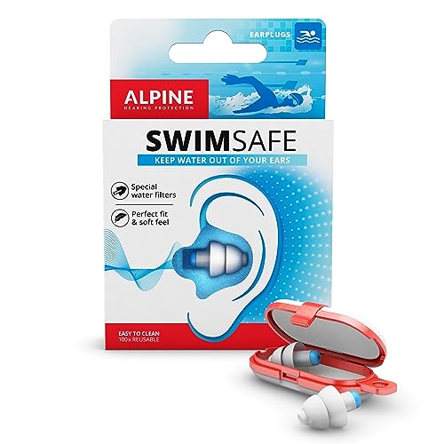 Alpine SwimSafe Adult Ear Plugs for Swimming - Ear Protection Against Water - Comfortable Waterproof Earplugs with Filter - Hyopoallergenic & Sustainable