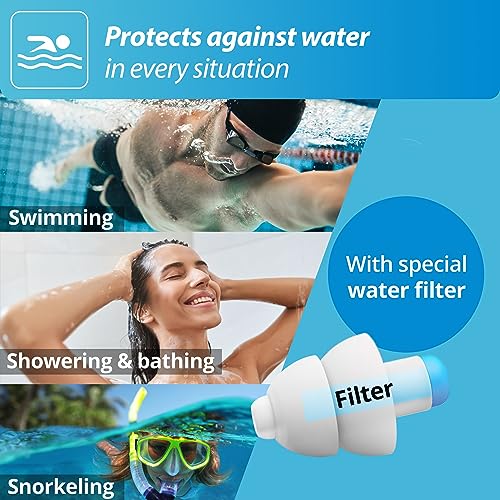 Alpine SwimSafe Adult Ear Plugs for Swimming - Ear Protection Against Water - Comfortable Waterproof Earplugs with Filter - Hyopoallergenic & Sustainable