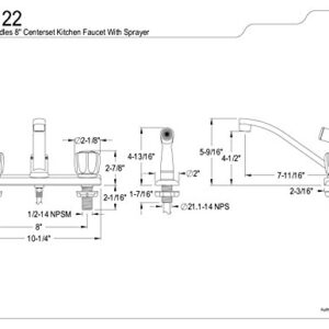 Kingston Brass FB122 7-11/16-Inch Spout Reach Columbia 8-Inch Kitchen Faucet with Side Sprayer, Polished Chrome