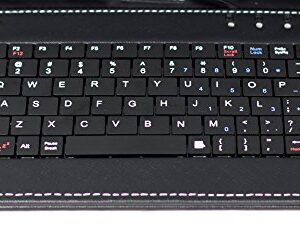 Navitech 7" Faux Leather Micro USB Keyboard Case / Cover including Built In stand & Stylus Pen Compatible With The RCA 7 Voyager