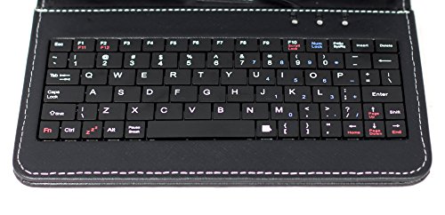 Navitech 7" Faux Leather Micro USB Keyboard Case / Cover including Built In stand & Stylus Pen Compatible With The RCA 7 Voyager