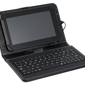 Navitech 7" Faux Leather Micro USB Keyboard Case / Cover including Built In stand & Stylus Pen Compatible With The RCA 7 Voyager