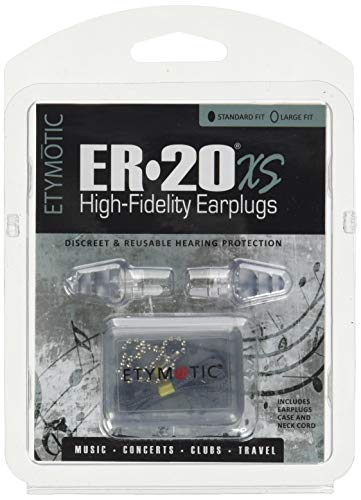 Etymotic Research ER20XS High-Fidelity Earplugs (Concerts, Musicians, Airplanes, Motorcycles, Sensitivity and Universal Hearing Protection) - Standard, Clear Stem/Frost Tips (4 Piece Set)