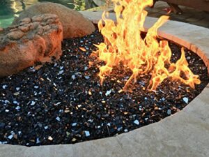 black reflective 1/4" fire pit fire glass 10lbs