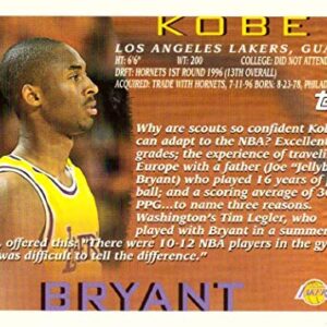 1996-97 Topps Basketball #138 Kobe Bryant Rookie Card