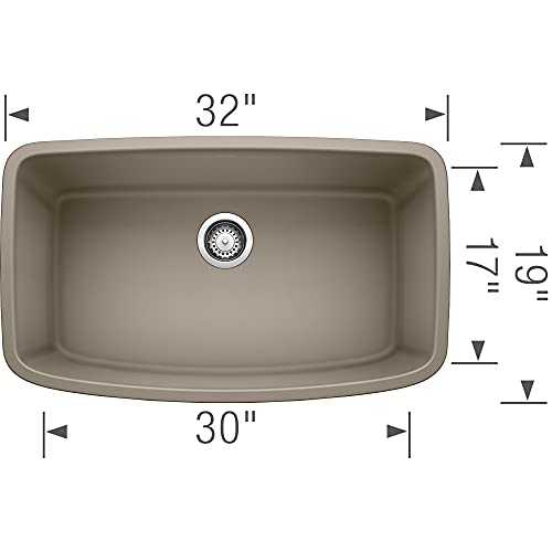 BLANCO, Truffle 441772 VALEA SILGRANIT Super Single Bowl Undermount Kitchen Sink, 32" X 19", 32" L x 19" W