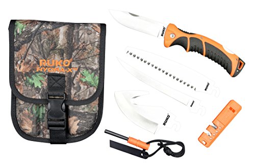 RUKO RUK0133CA Hydra-X Adventure Set with 4 Blade Patterns & Handle with WX-3D Camouflage Case, Blaze Orange