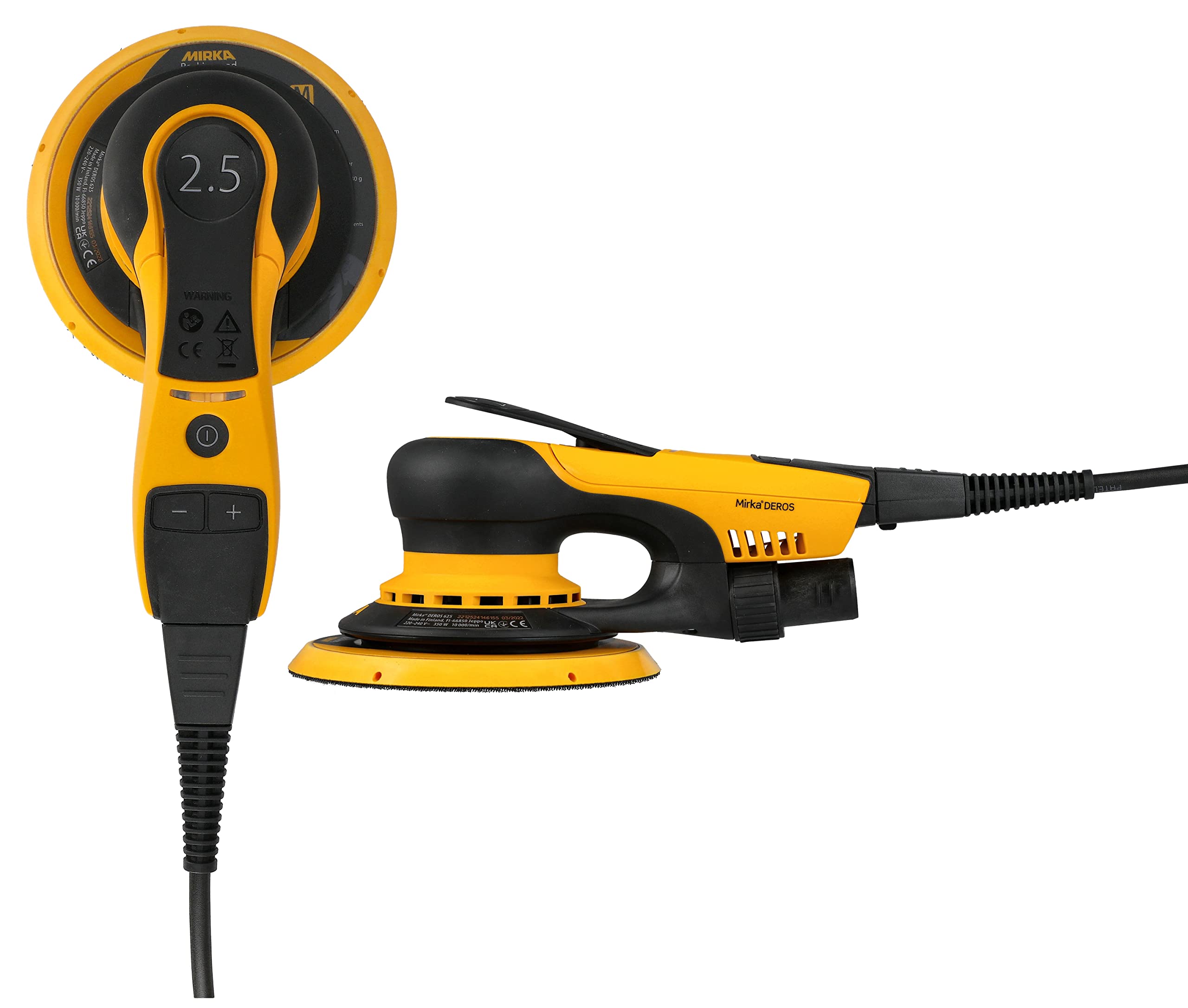 Mirka MID62520CAUS Direct Electric Random Orbital Sander, 6-Inch, Yellow, Black