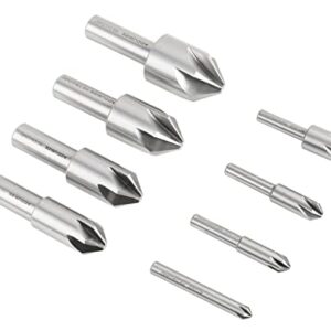 Accusize Industrial Tools 82 Degree 6 Flute H.S.S. Machine Countersink, 8 Pcs, Precision Ground, 0206-1018