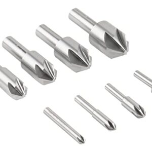 Accusize Industrial Tools 82 Degree 6 Flute H.S.S. Machine Countersink, 8 Pcs, Precision Ground, 0206-1018