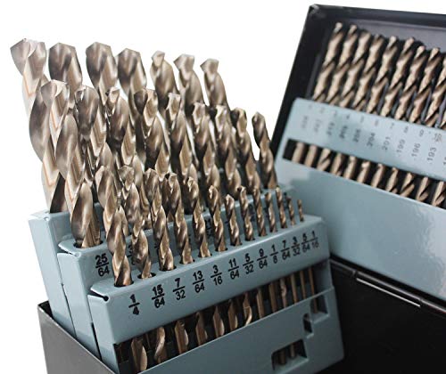 Accusize Industrial Tools M35-H.S.S. Plus 5% Cobalt 115 Pc Professional Drill Bit Set, 135 Deg Split Point, 3-in-1, 1/16-1/2'', Number 1 to 60, A to Z