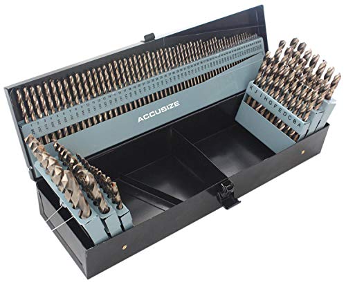 Accusize Industrial Tools M35-H.S.S. Plus 5% Cobalt 115 Pc Professional Drill Bit Set, 135 Deg Split Point, 3-in-1, 1/16-1/2'', Number 1 to 60, A to Z