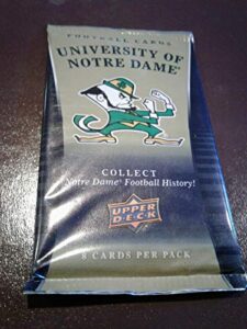 24 pack lot 2013 upper deck notre dame factory sealed football packs from blaster box - look for gold inserts and randomly inserted autographs of joe montana, lou holtz, joe thiesman + more