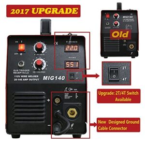 LOTOS MIG Welder Flux Core & Aluminum Gas Shielded Wire Welder with Argon Regulator, Standard MIG Gun, Brown (MIG140 120V)