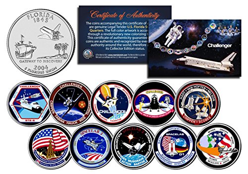 SPACE SHUTTLE CHALLENGER MISSIONS Colorized Florida Quarters US 10-Coin Set NASA