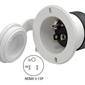 Conntek 80101-BCWT NEMA 5-15P 15-Amp 125V Charger Inlet with White Cover