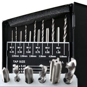 Accusize Industrial Tools 18 Pc Hss Tap and Drill Set, Metric, 0001-0052