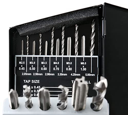 Accusize Industrial Tools 18 Pc Hss Tap and Drill Set, Metric, 0001-0052