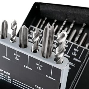 Accusize Industrial Tools 18 Pc Hss Tap and Drill Set, Metric, 0001-0052