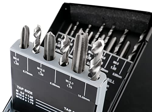 Accusize Industrial Tools 18 Pc Hss Tap and Drill Set, Metric, 0001-0052