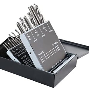 Accusize Industrial Tools 18 Pc Hss Tap and Drill Set, Metric, 0001-0052