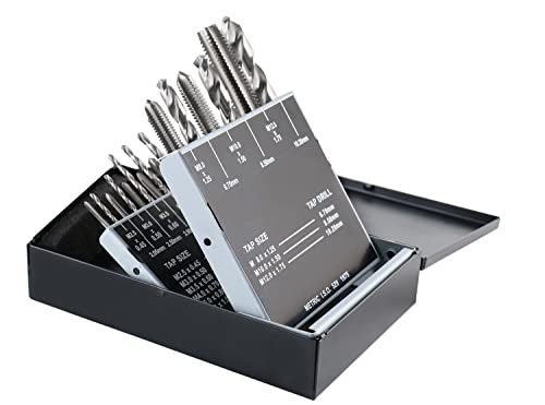 Accusize Industrial Tools 18 Pc Hss Tap and Drill Set, Metric, 0001-0052