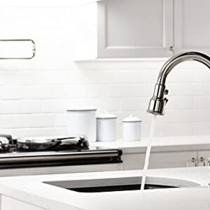 KOHLER Artifacts Single-hole kitchen sink faucet with 16" pull-down spout and turned lever handle, DockNetik magnetic docking system, and 3-function sprayhead featuring Sweep and BerrySoft spray