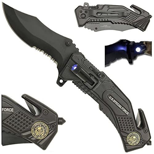 LED Flashlight Tactical Rescue Pocket Knife Special Force