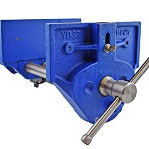 Yost Vises M9WW Rapid Action Woodworking Vise | Quick Release Lever for Quick Adjustments | 9 Inch Jaw Width | Made with Heavy-Duty Cast Iron | Blue