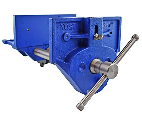 Yost Vises M9WW Rapid Action Woodworking Vise | Quick Release Lever for Quick Adjustments | 9 Inch Jaw Width | Made with Heavy-Duty Cast Iron | Blue