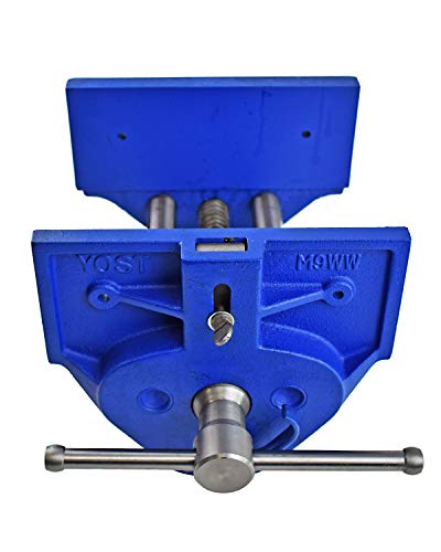 Yost Vises M9WW Rapid Action Woodworking Vise | Quick Release Lever for Quick Adjustments | 9 Inch Jaw Width | Made with Heavy-Duty Cast Iron | Blue