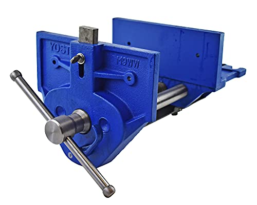 Yost Vises M9WW Rapid Action Woodworking Vise | Quick Release Lever for Quick Adjustments | 9 Inch Jaw Width | Made with Heavy-Duty Cast Iron | Blue