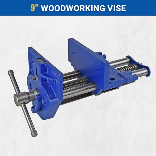 Yost Vises M9WW Rapid Action Woodworking Vise | Quick Release Lever for Quick Adjustments | 9 Inch Jaw Width | Made with Heavy-Duty Cast Iron | Blue