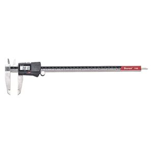 starrett stainless steel electronic slide caliper - 0-12" range, 0005" resolution, lcd display, fine adjustment thumb wheel, in/mm conversion - ec799a-12/300