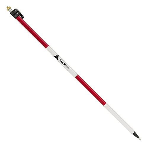 AdirPro Aluminum Prism Pole - Telescopic 8.5’ (2.5m) - Adjustable Tip – Quick Release Clamp - Metric Graduation - Strong & Lightweight GPS Pole - for Use with Prisms, Rover Rod - GNSS Instruments