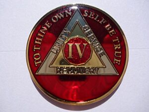 4 year - aa chip proof-like bronze with tri-plate - gold, nickel, and red enamel - 1 3/8" [traditional coin size]