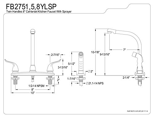 Kingston Brass FB2755YLSP Yosemite 8" Centerset Kitchen Faucet, Oil Rubbed Bronze