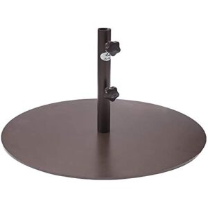 abba patio 55 lb patio umbrella base heavy duty round 28 inch diameter steel outdoor market umbrella base stand for deck, lawn, garden, pool, brown