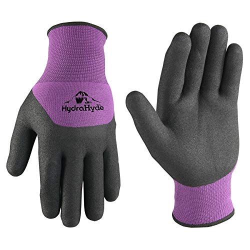 Women's Latex-Coated Grip Winter Gloves for Cold Weather, Medium (Wells Lamont 554M), Black/Purple