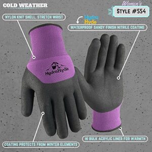 Women's Latex-Coated Grip Winter Gloves for Cold Weather, Medium (Wells Lamont 554M), Black/Purple