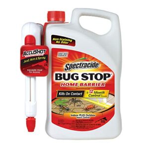 spectracide bug stop home barrier, kills ants, roaches and spiders on contact, indoor and outdoor insect control, 1.33 gallon (rtu accushot spray), plain