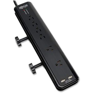 tripp lite tlp606dmusb protect it! surge suppressor, 6 outlets, 6 ft cord, 2100 joules, black