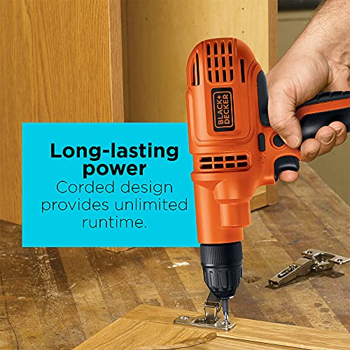 BLACK+DECKER Corded Variable Speeds Drill, 5.5-Amp, 3/8-Inch (DR260C)